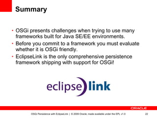 OSGi Persistence With EclipseLink | PPT
