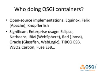 OSGi user forum dc metro v1 | PPT