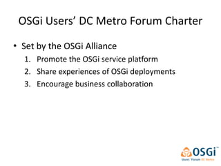 OSGi user forum dc metro v1 | PDF