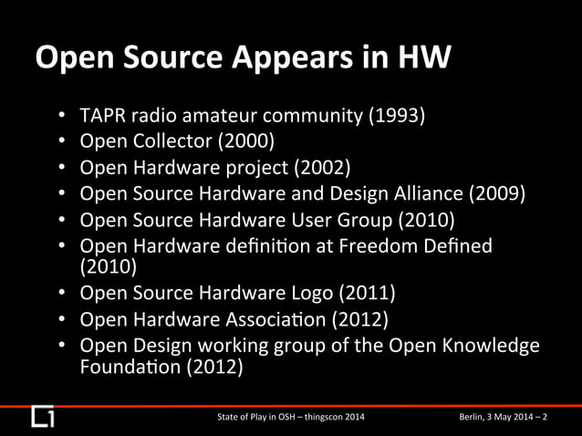 Open Source Hardware -- state-of-play | PPT