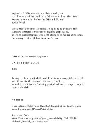 OSH 4301, Industrial Hygiene 1 Course Learning Outc.docx | First Aid ...