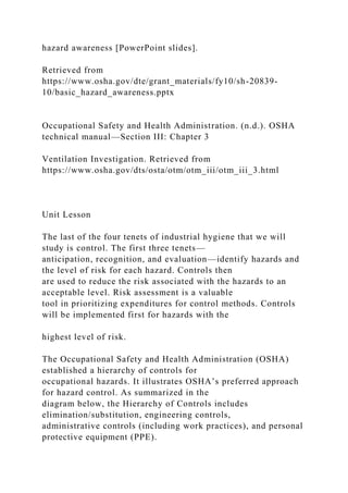 OSH 4301, Industrial Hygiene 1 Course Learning Outc.docx | First Aid ...