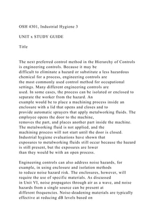 OSH 4301, Industrial Hygiene 1 Course Learning Outc.docx | First Aid ...