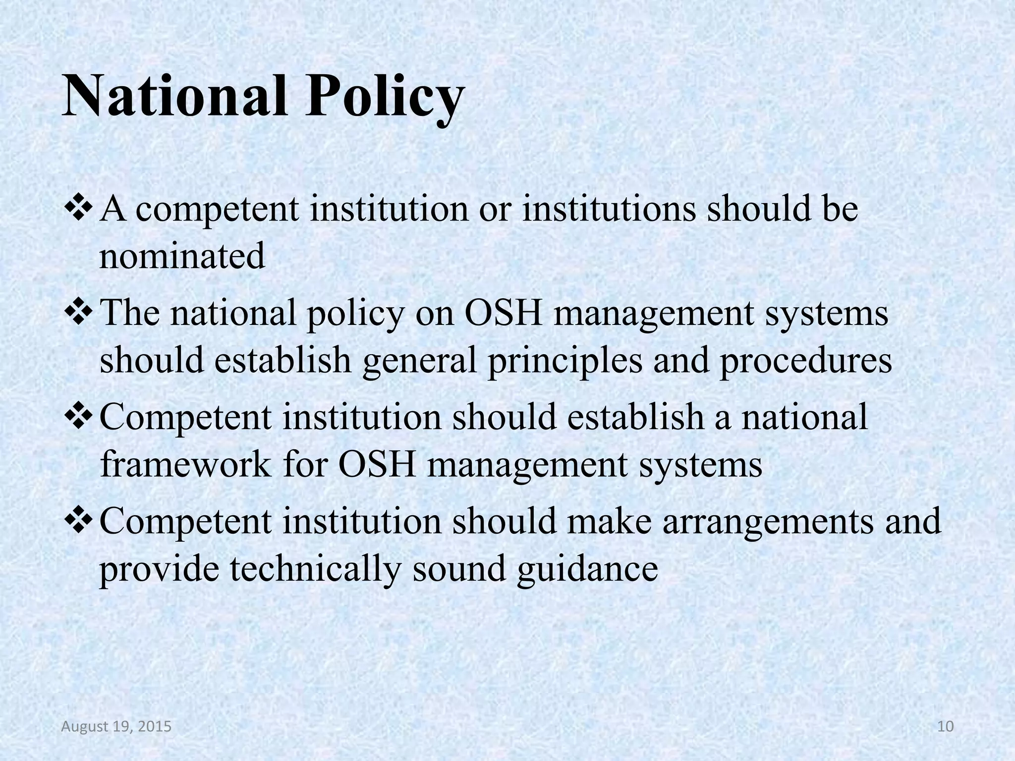 Intorduction to Occupational Safety & Health Management System(OSH-MS ...