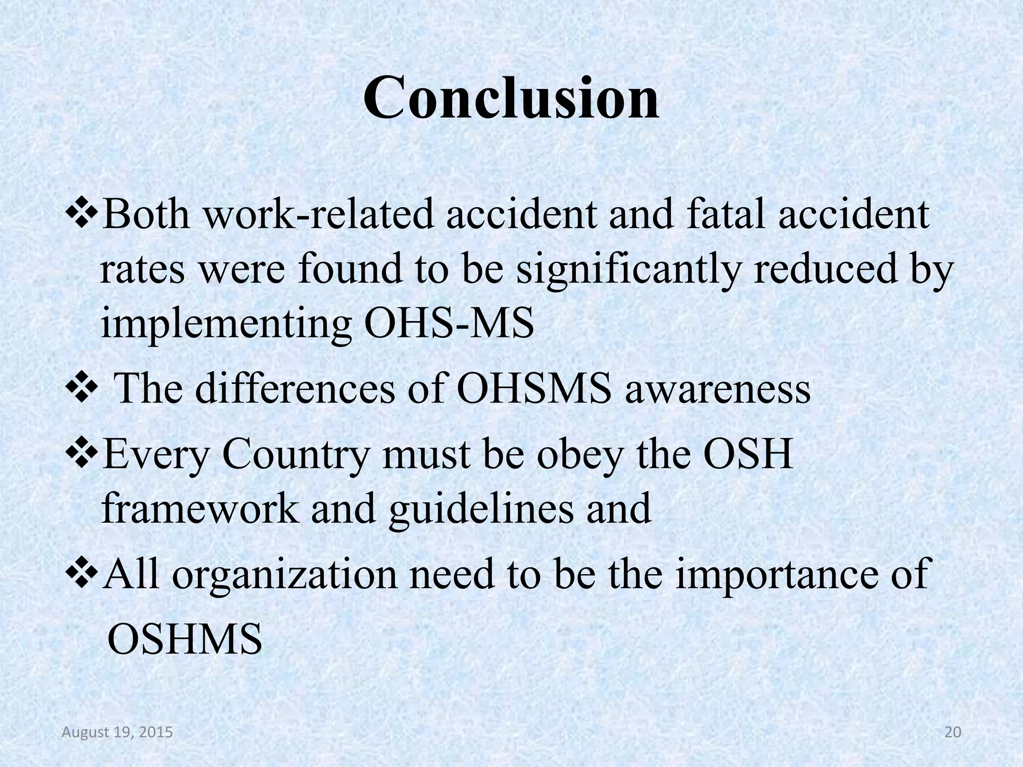 Intorduction to Occupational Safety & Health Management System(OSH-MS ...