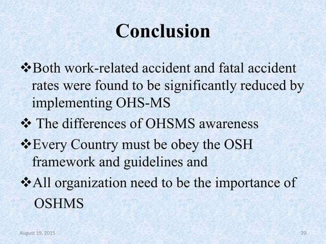 Intorduction to Occupational Safety & Health Management System(OSH-MS) | PPTX
