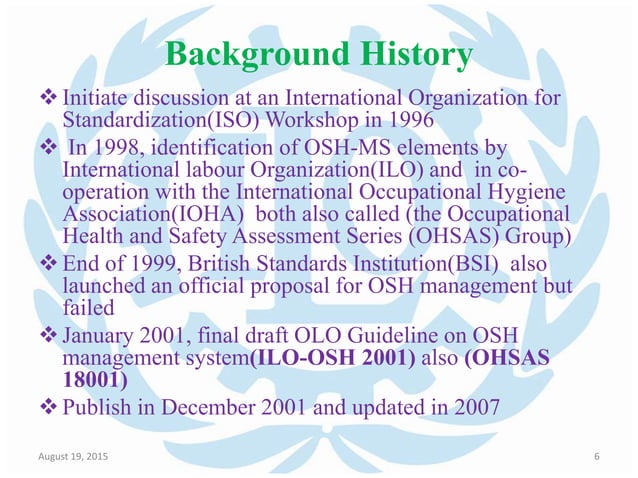 Intorduction to Occupational Safety & Health Management System(OSH-MS ...