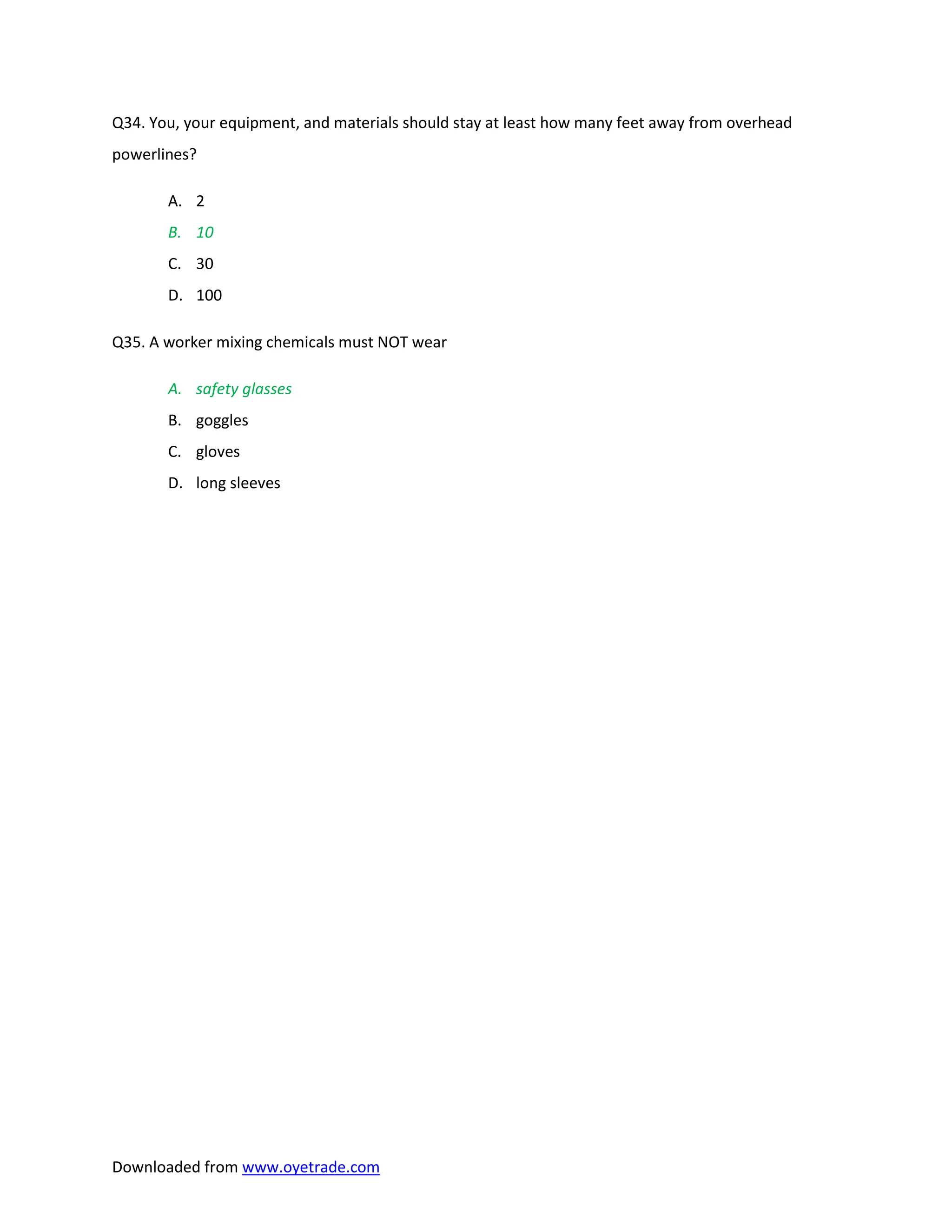 Download the Latest OSHA 10 Answers PDF : oyetrade.com