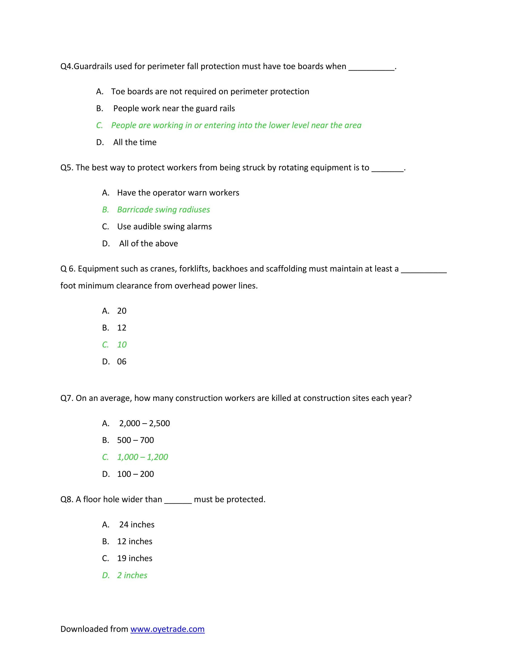 Download the Latest OSHA 10 Answers PDF : oyetrade.com