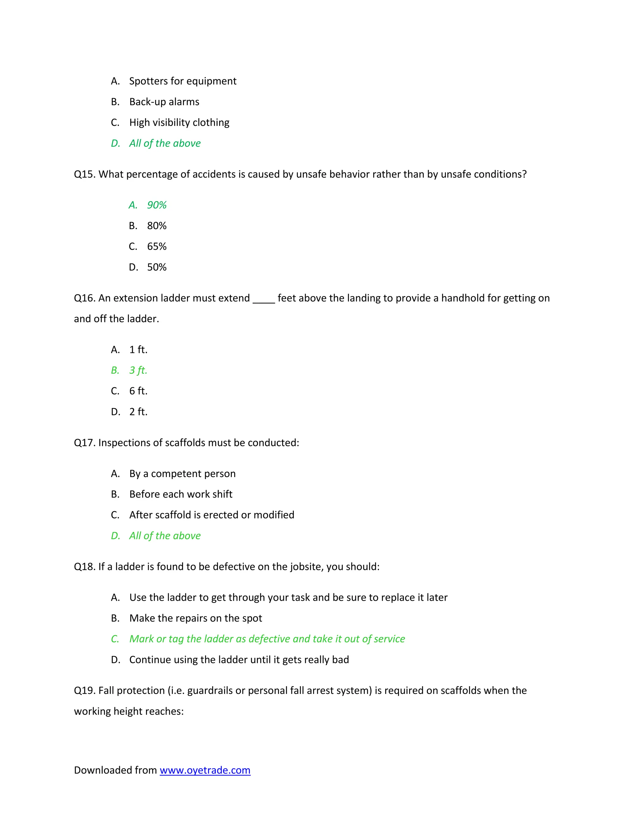 Download the Latest OSHA 10 Answers PDF : oyetrade.com
