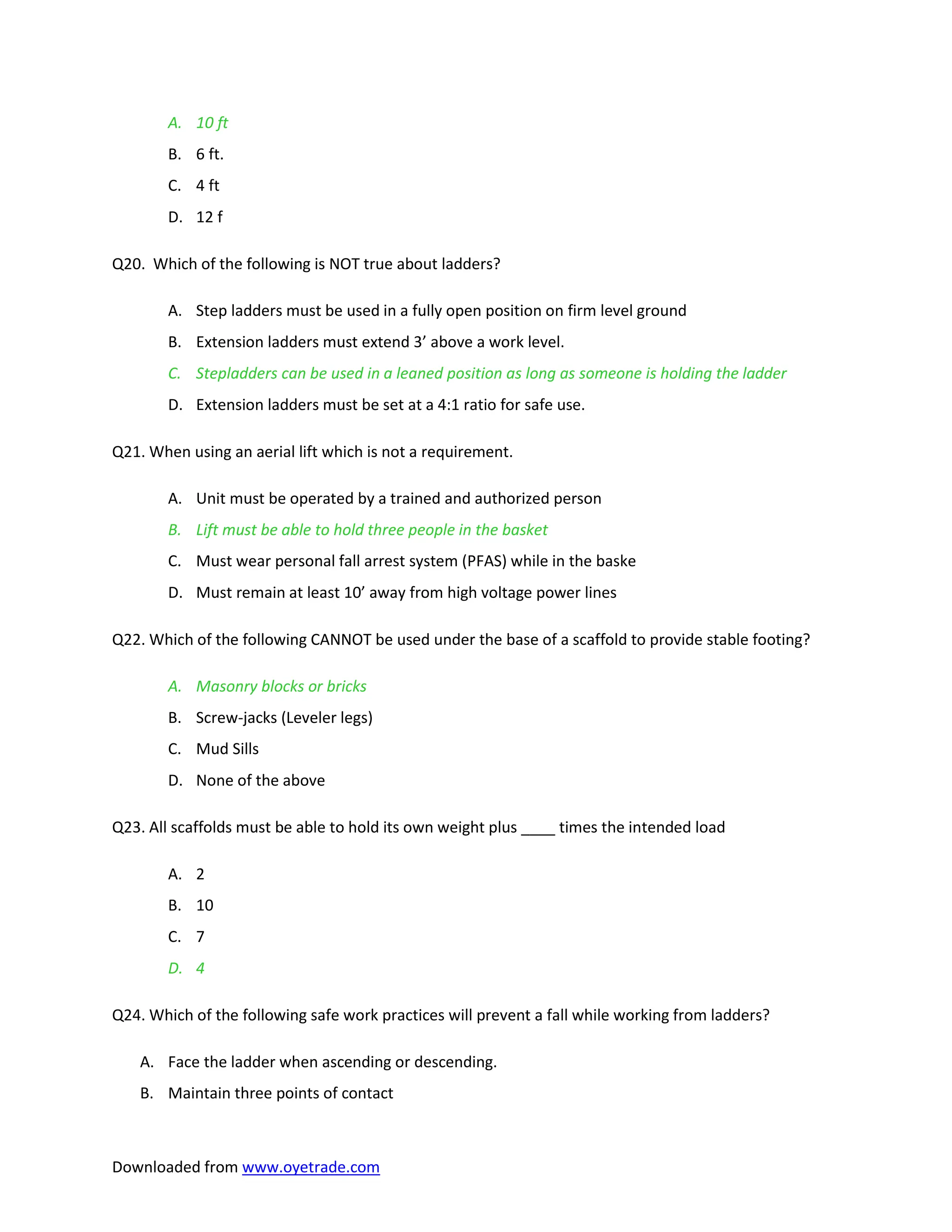 Download the Latest OSHA 10 Answers PDF : oyetrade.com