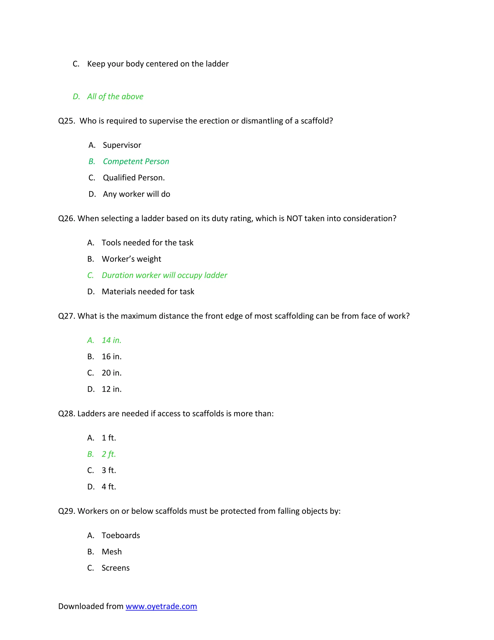 Download the Latest OSHA 10 Answers PDF : oyetrade.com