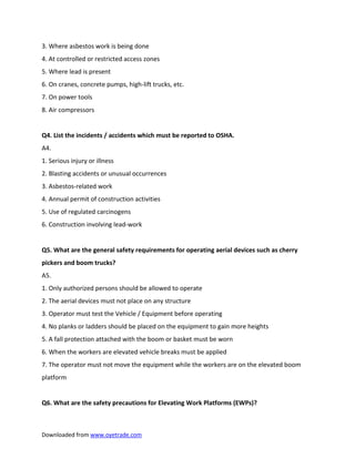 Download the Latest OSHA 10 Answers PDF : oyetrade.com