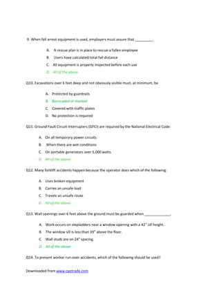 Download the Latest OSHA 10 Answers PDF : oyetrade.com