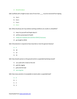 Download the Latest OSHA 10 Answers PDF : oyetrade.com