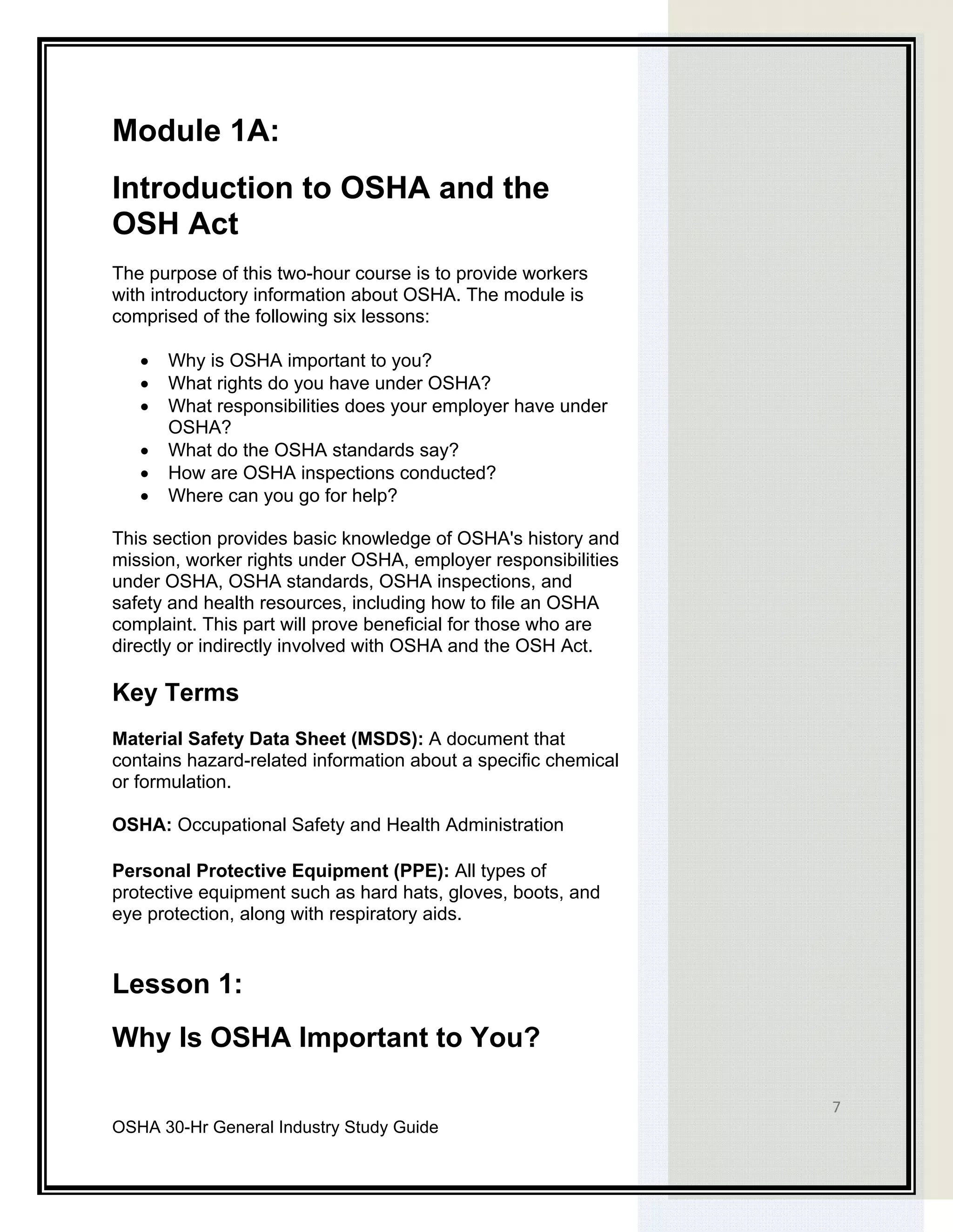Osha 30 hour General Industry Outreach Training | PDF