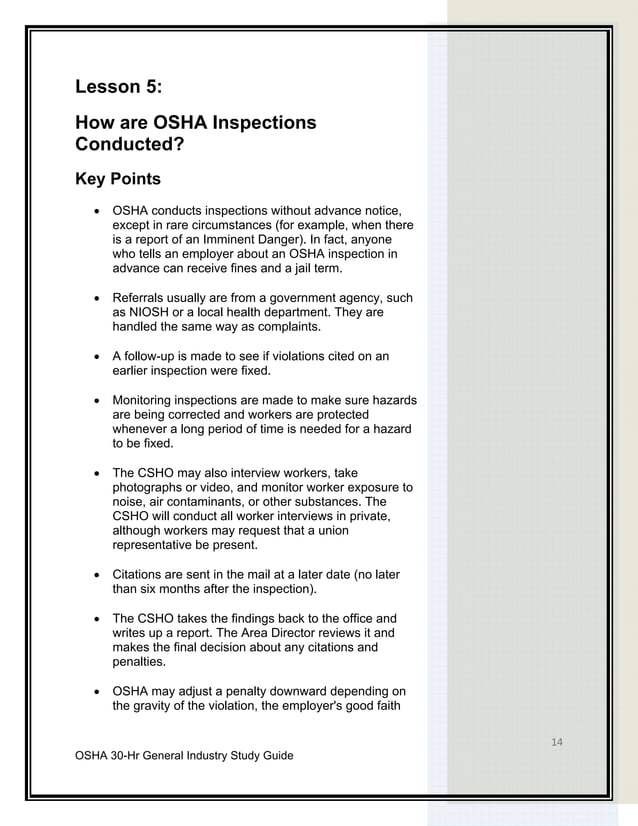 Osha 30 hour General Industry Outreach Training | PDF | Business ...