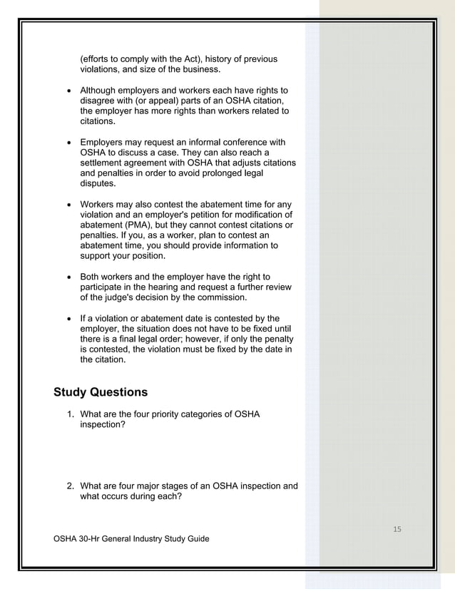 Osha 30 hour General Industry Outreach Training | PDF | Business ...