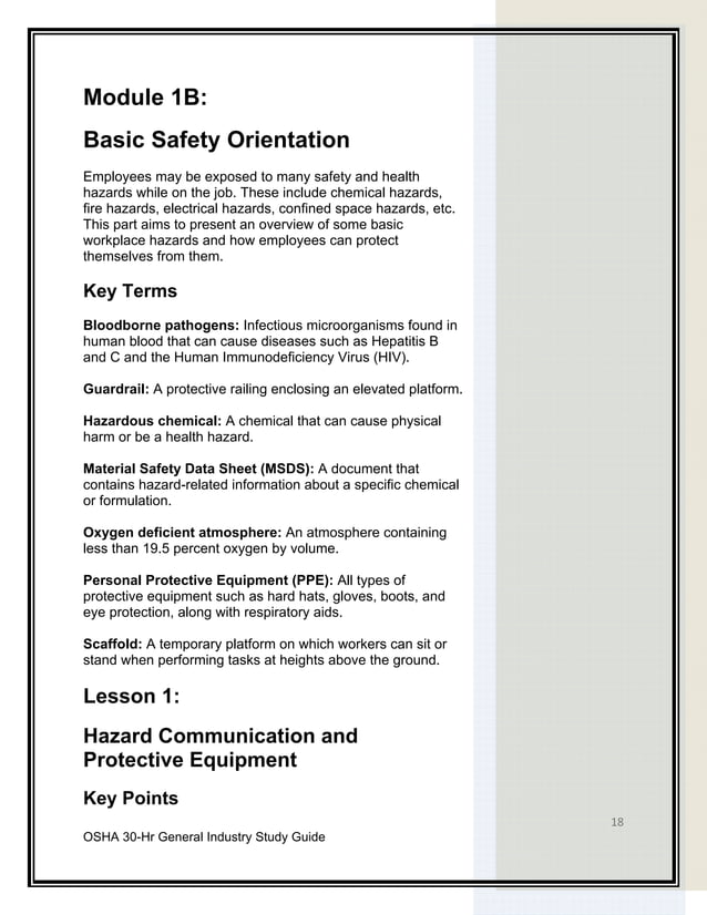 Osha 30 hour General Industry Outreach Training | PDF | Business ...