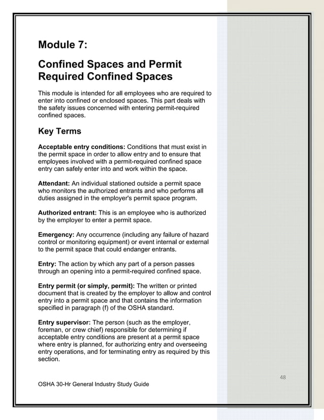 Osha 30 hour General Industry Outreach Training | PDF | Business ...