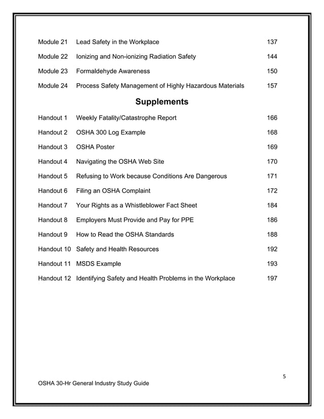 Osha 30 hour General Industry Outreach Training | PDF | Business ...