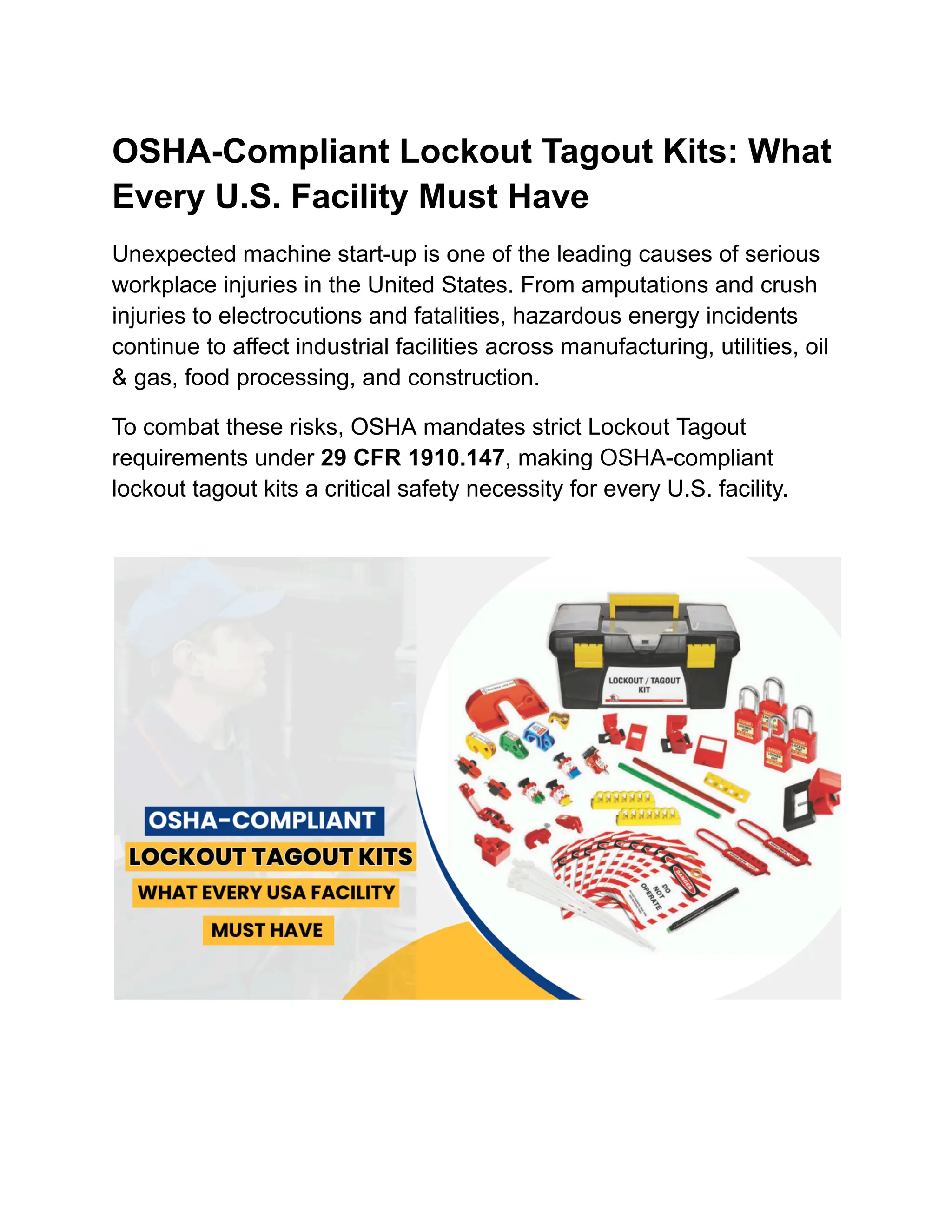 OSHA-Compliant Lockout Tagout Kits What Every U.S. Facility Must Have | PDF