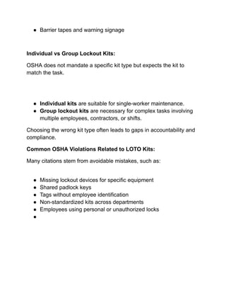 OSHA-Compliant Lockout Tagout Kits What Every U.S. Facility Must Have | PDF