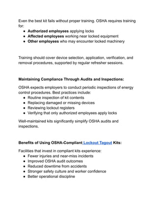 OSHA-Compliant Lockout Tagout Kits What Every U.S. Facility Must Have | PDF