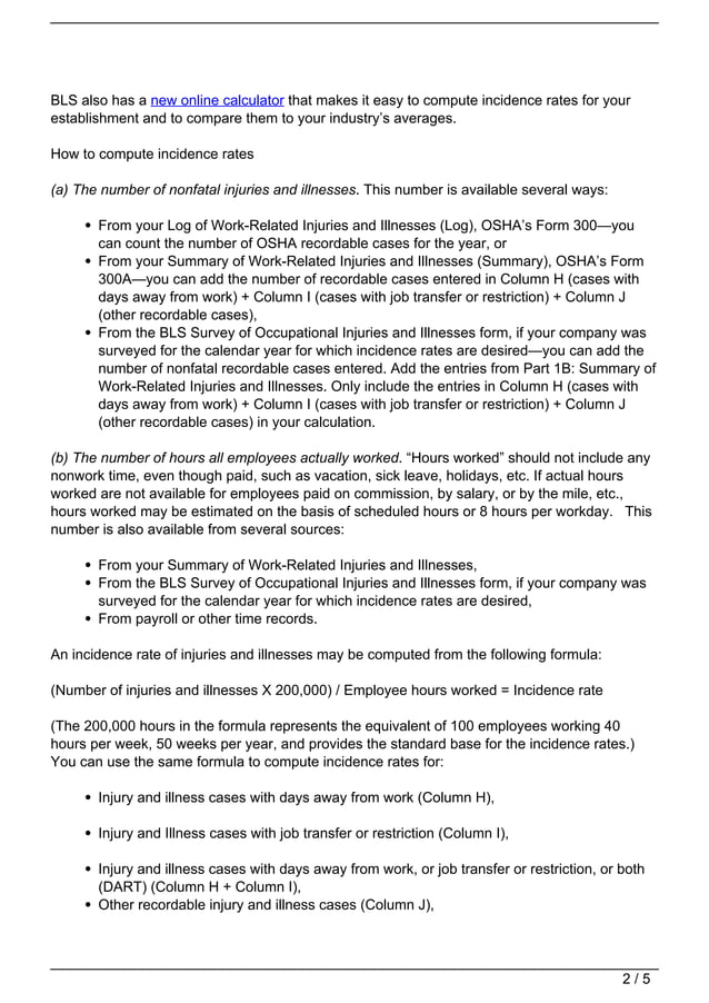 OSHA Incident Rate | PDF