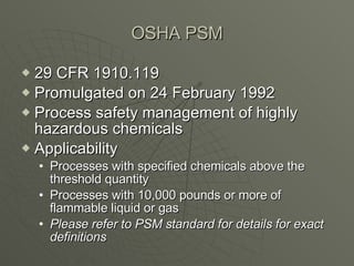 OSHA PSM Regulations | PPT