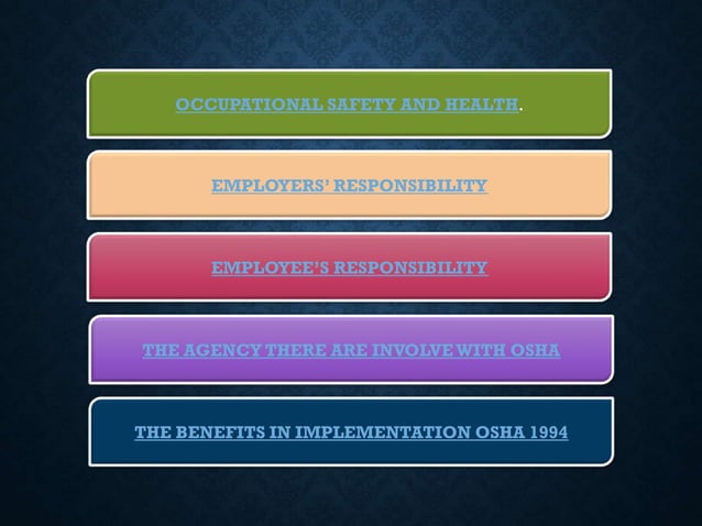 OSHA ACT 1994 | PPTX | Business | Business and Finance