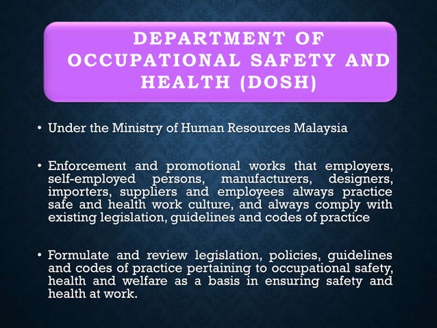 OSHA ACT 1994 | PPTX | Business | Business and Finance