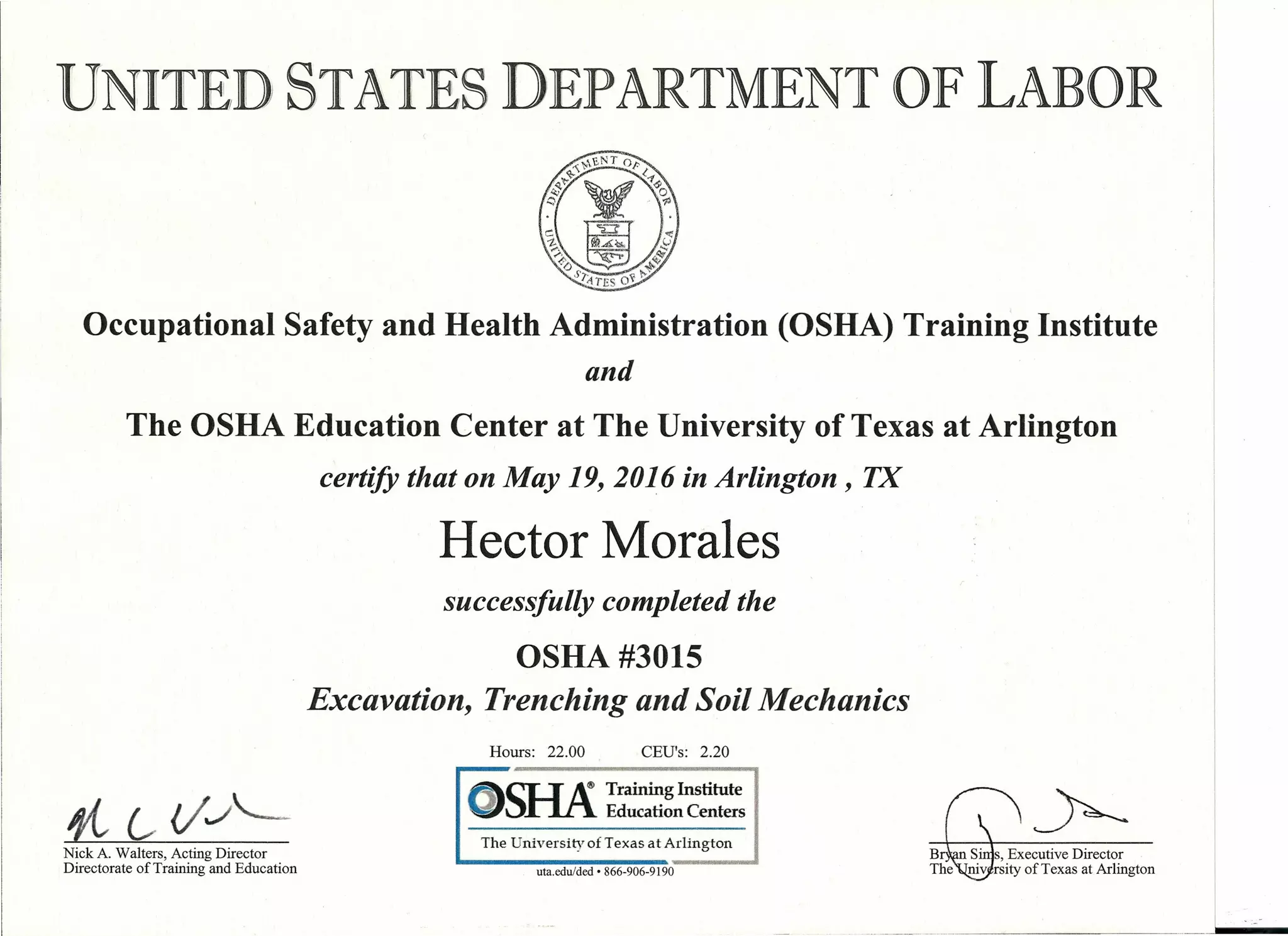 OSHA 3015 certificate | PDF