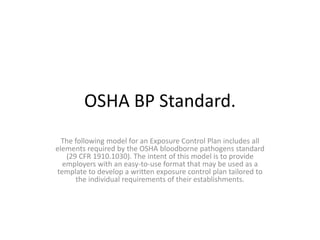 Osha bloodborne pathogens standard unit 3 | PPTX