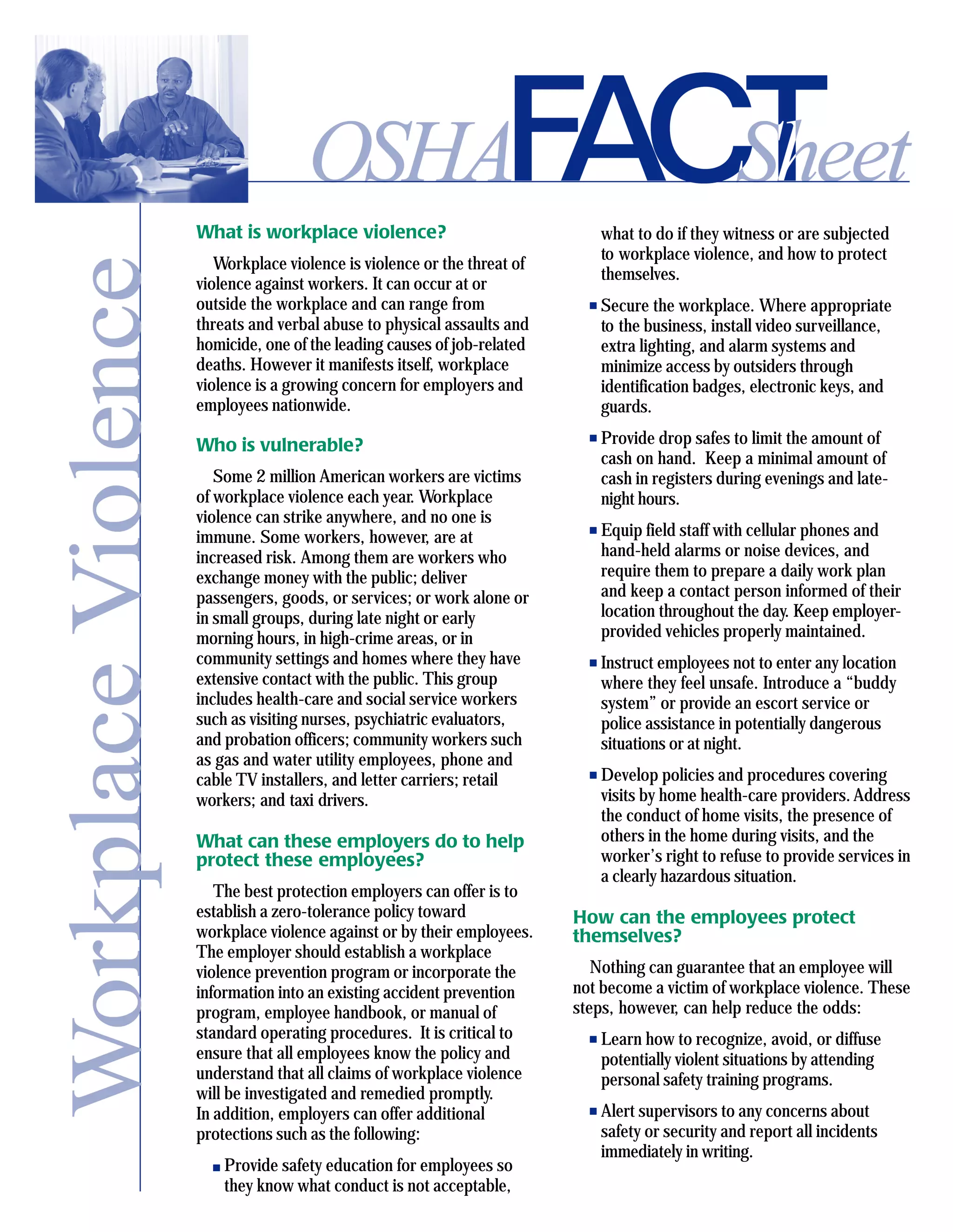 OSHA factsheet | PDF | Injuries | Diseases and Conditions