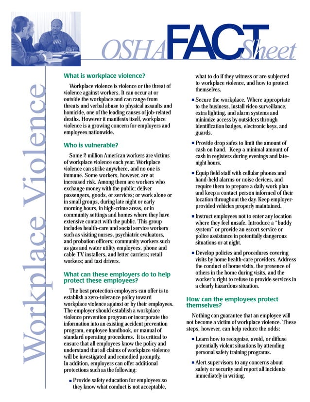 OSHA factsheet | PDF | Injuries | Diseases and Conditions