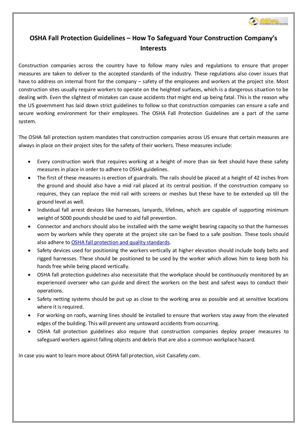 OSHA Fall Protection Guidelines – How To Safeguard Your Construction ...