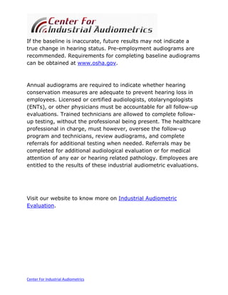 OSHA HCP Industrial Audio Metric Evaluation | PDF