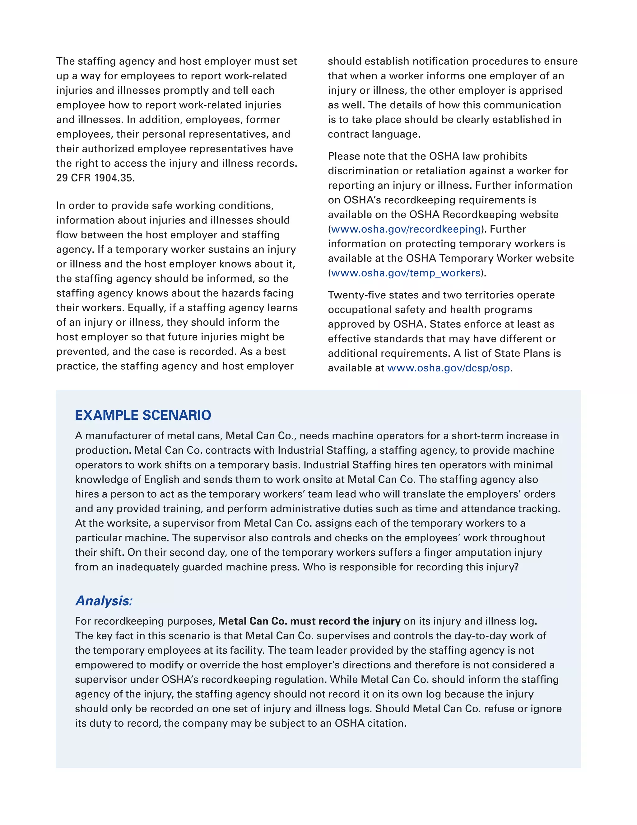 OSHA Injury and Illness Recordkeeping Requirements for Temporary ...