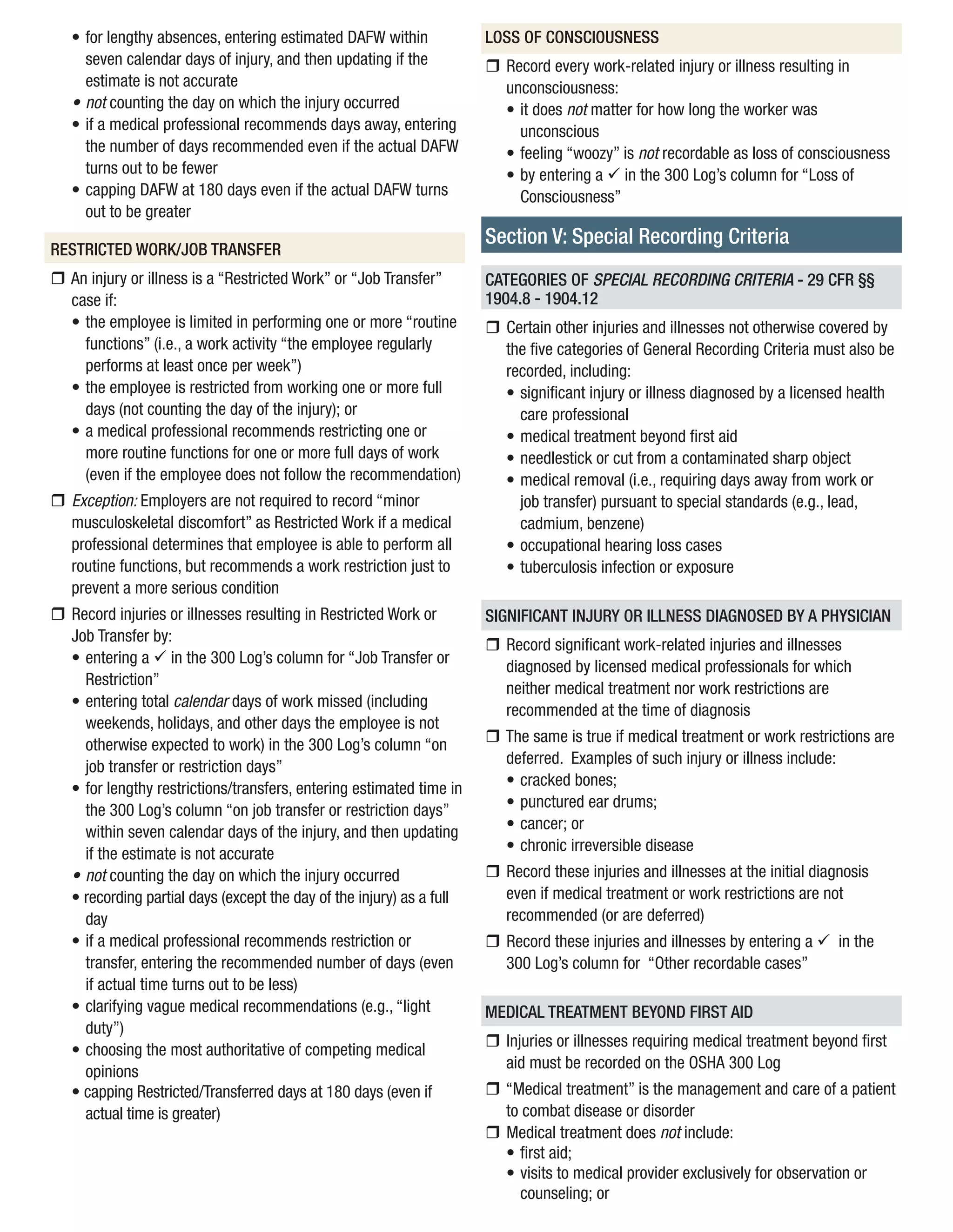 Osha injury illness checklist | PDF