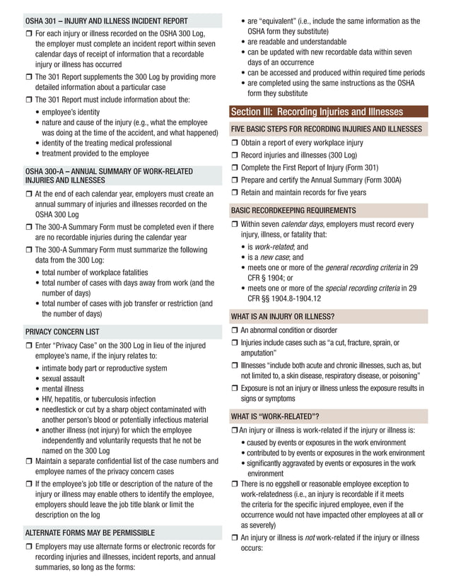 Osha injury illness checklist | PDF