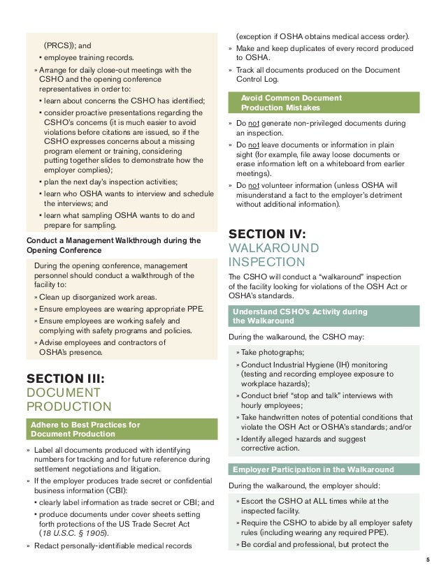 Osha inspection checklist