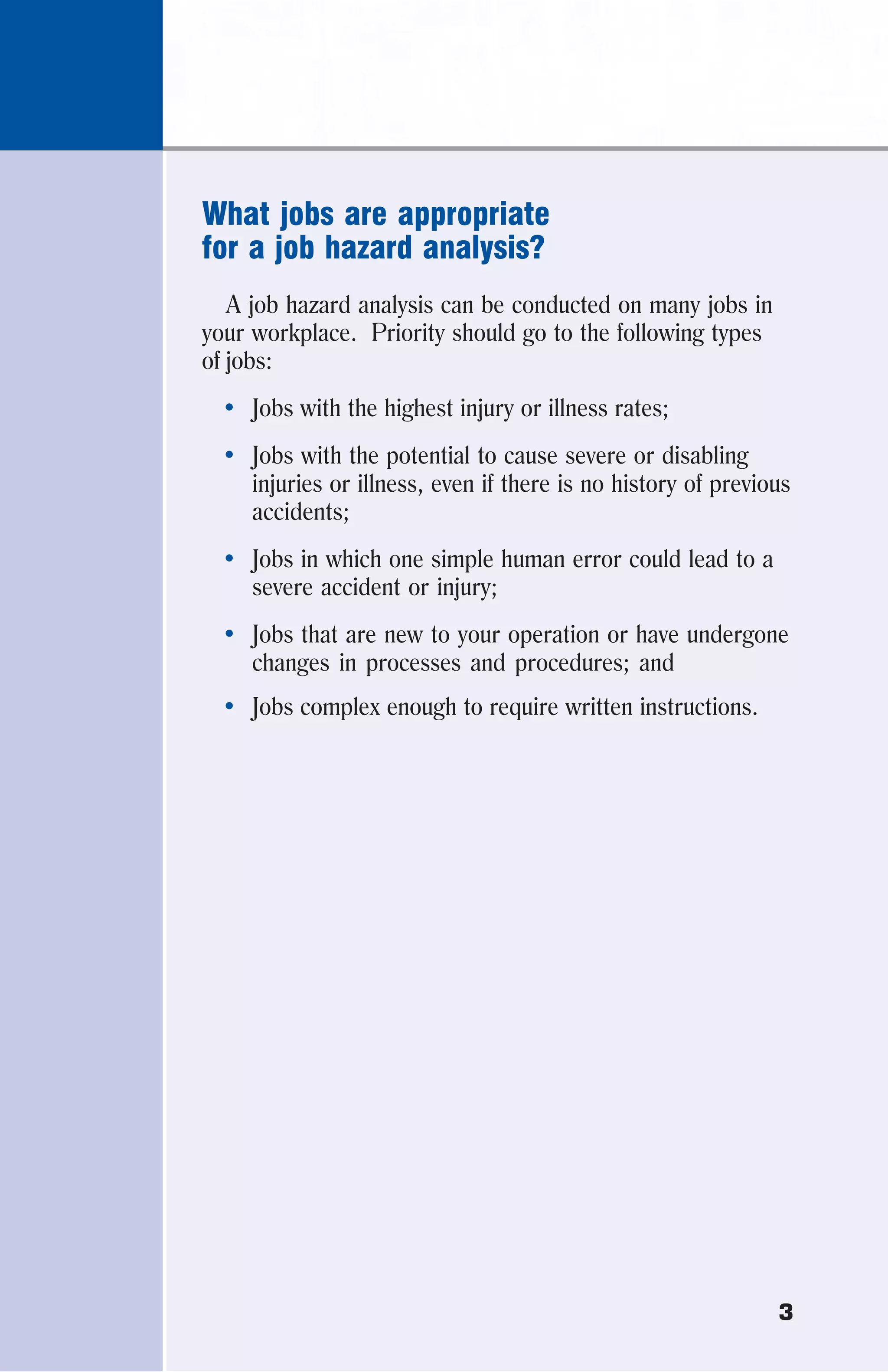 Osha job hazard analysis procedure | PDF
