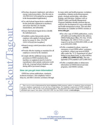 OSHA Factsheet Lockout/Tagout | PDF