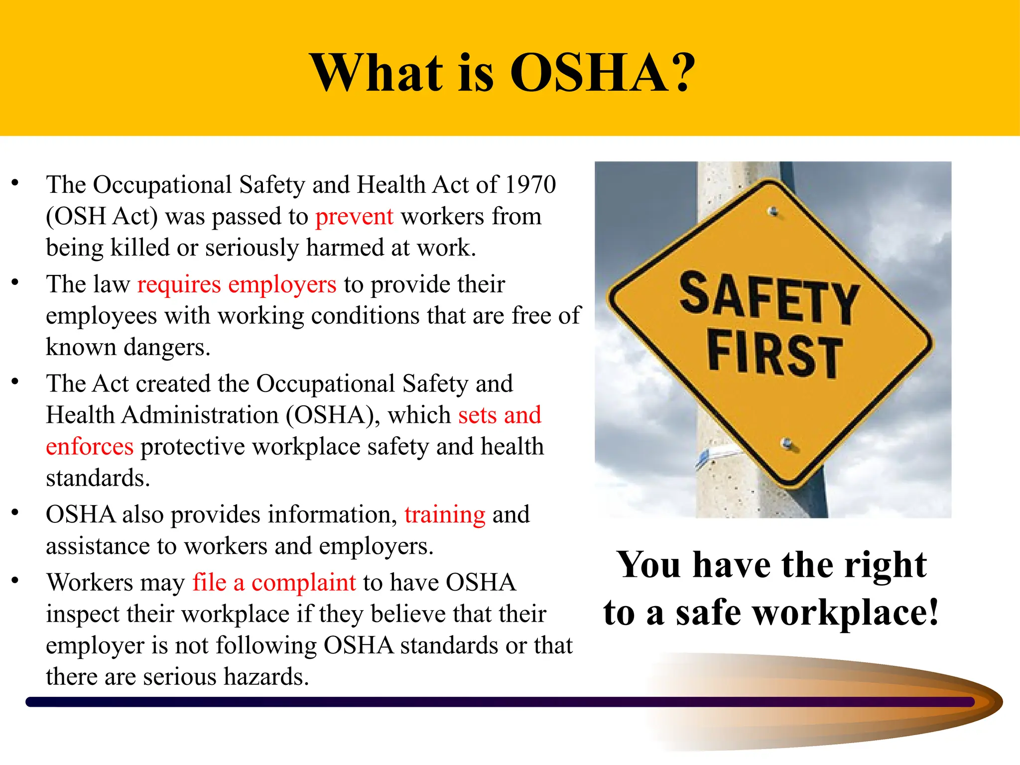OSHA Orientation.pptx for safety occupational safety and health | PPTX