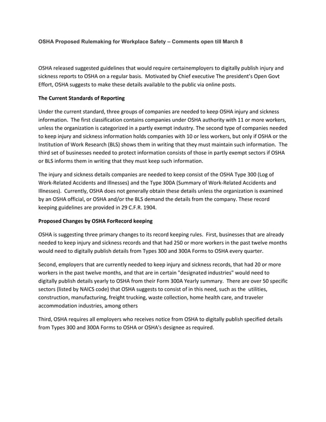 Osha proposed rulemaking | DOCX