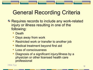 Osha Recordkeeping Highlights | PPT