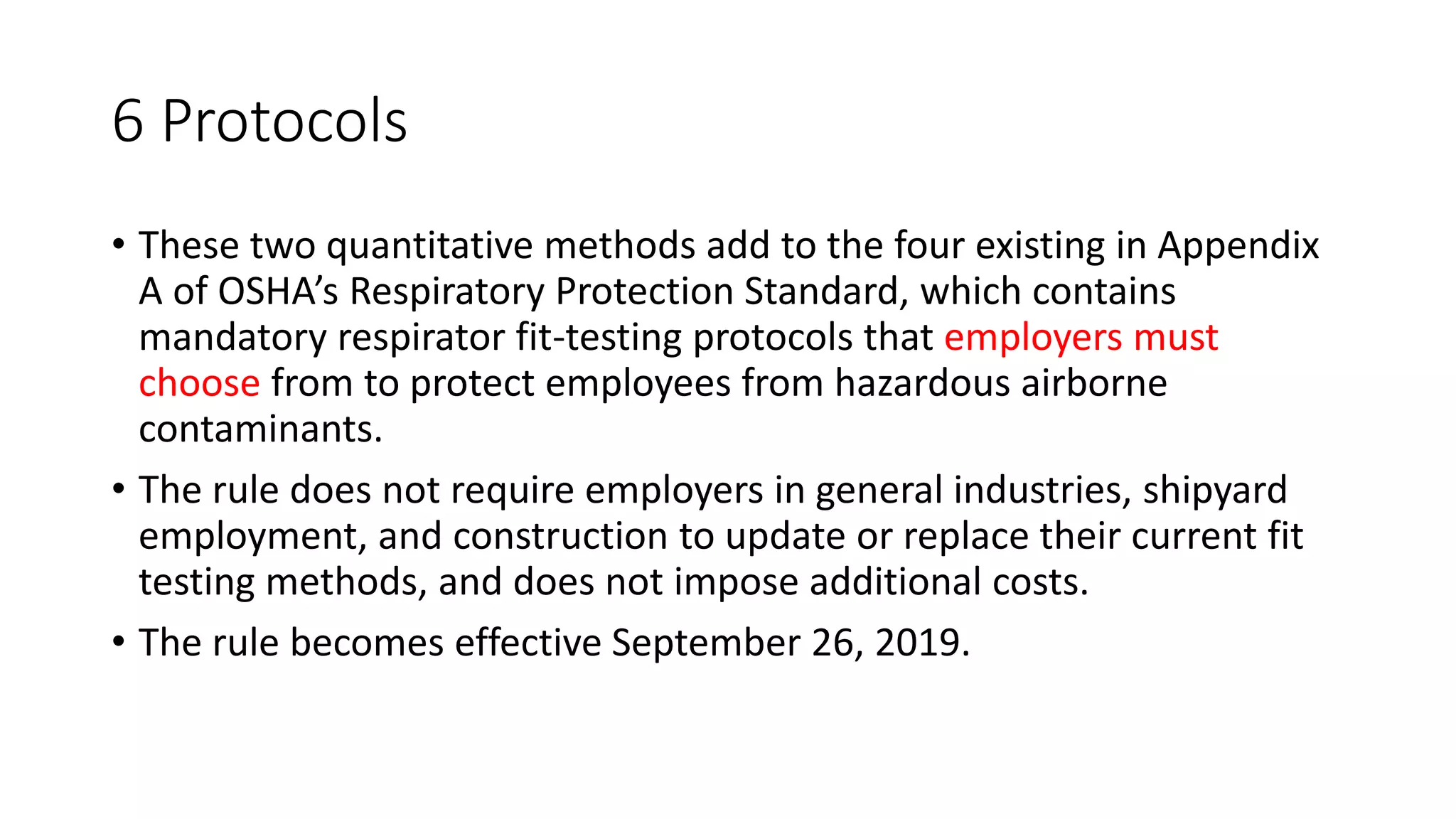 Osha respirator fit test protocol 2019 | PPTX