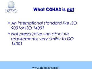Oshas 18001 slideshow | PPT | Business | Business and Finance