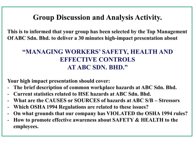 OSHA Scribd presentation 2021-OSHA 1994 | PPT